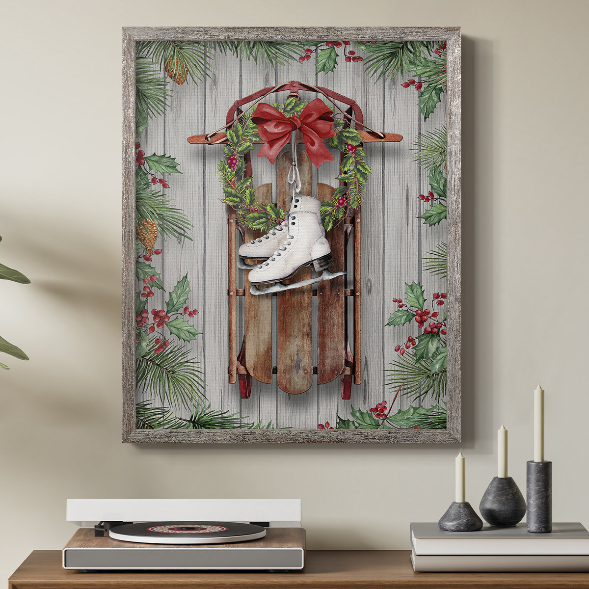 Ophelia & Co. Sled and Skates Framed Print - Solid Wood - Wayfair Canada