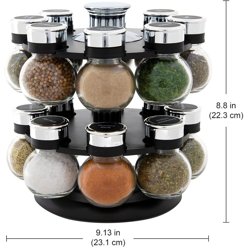 Prep & Savour Elskan 16 Jar Revolving Countertop Spice Rack with Lift ...