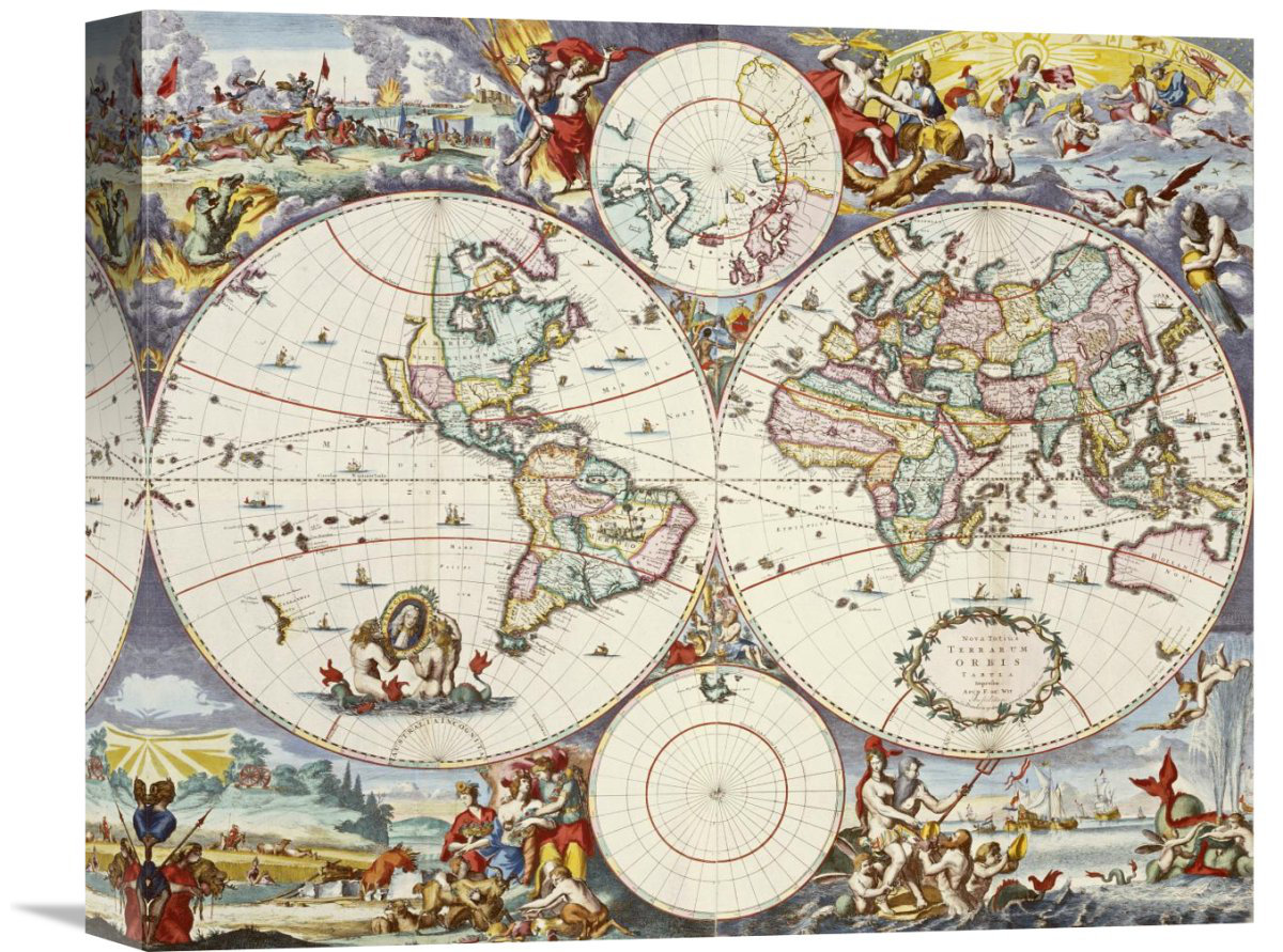 Global Gallery Map Of The World On Canvas by Cornelis Danckerts Print | Wayfair