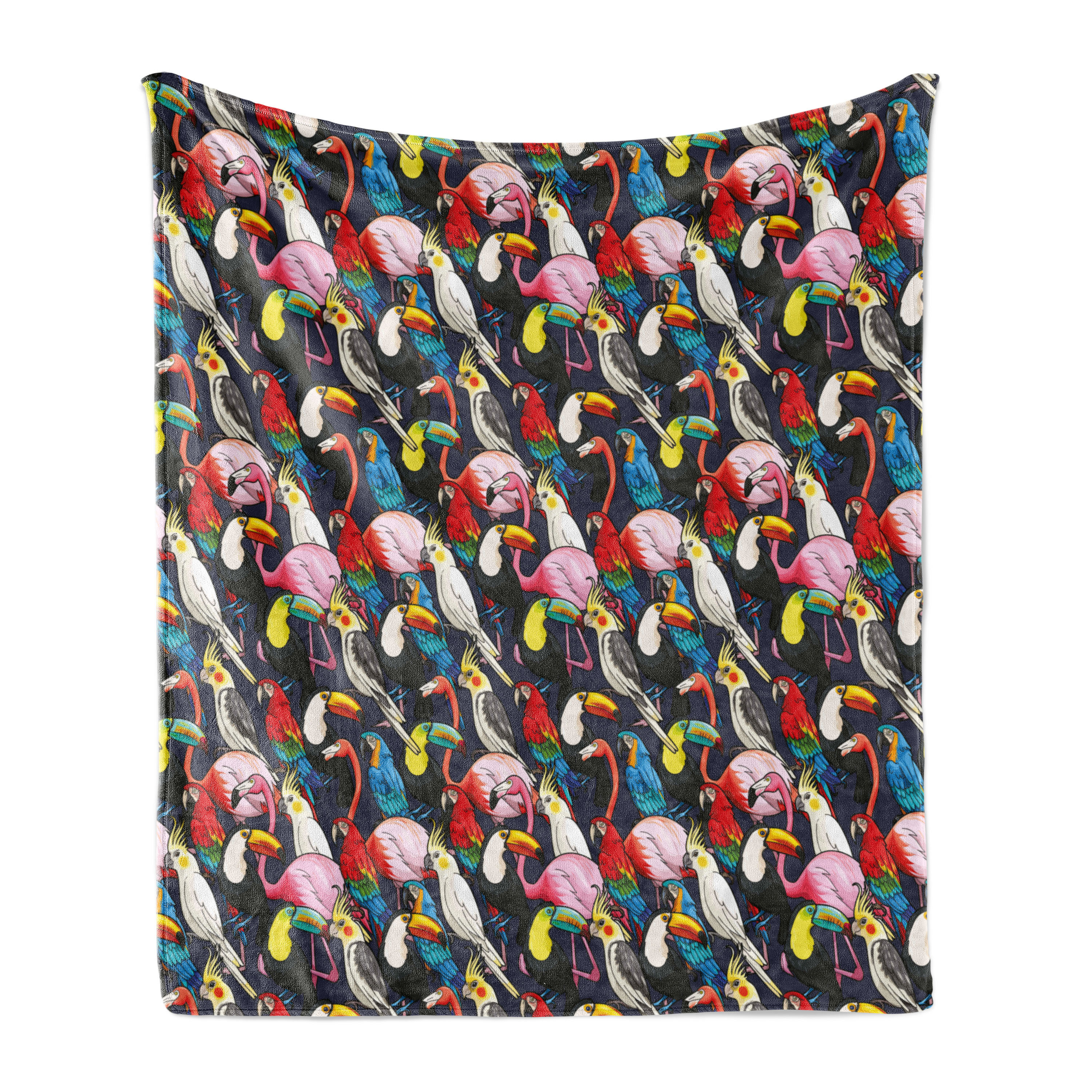 Ambesonne Animal Fleece Throw Blanket Colorful Exotic Birds Multicolor ...