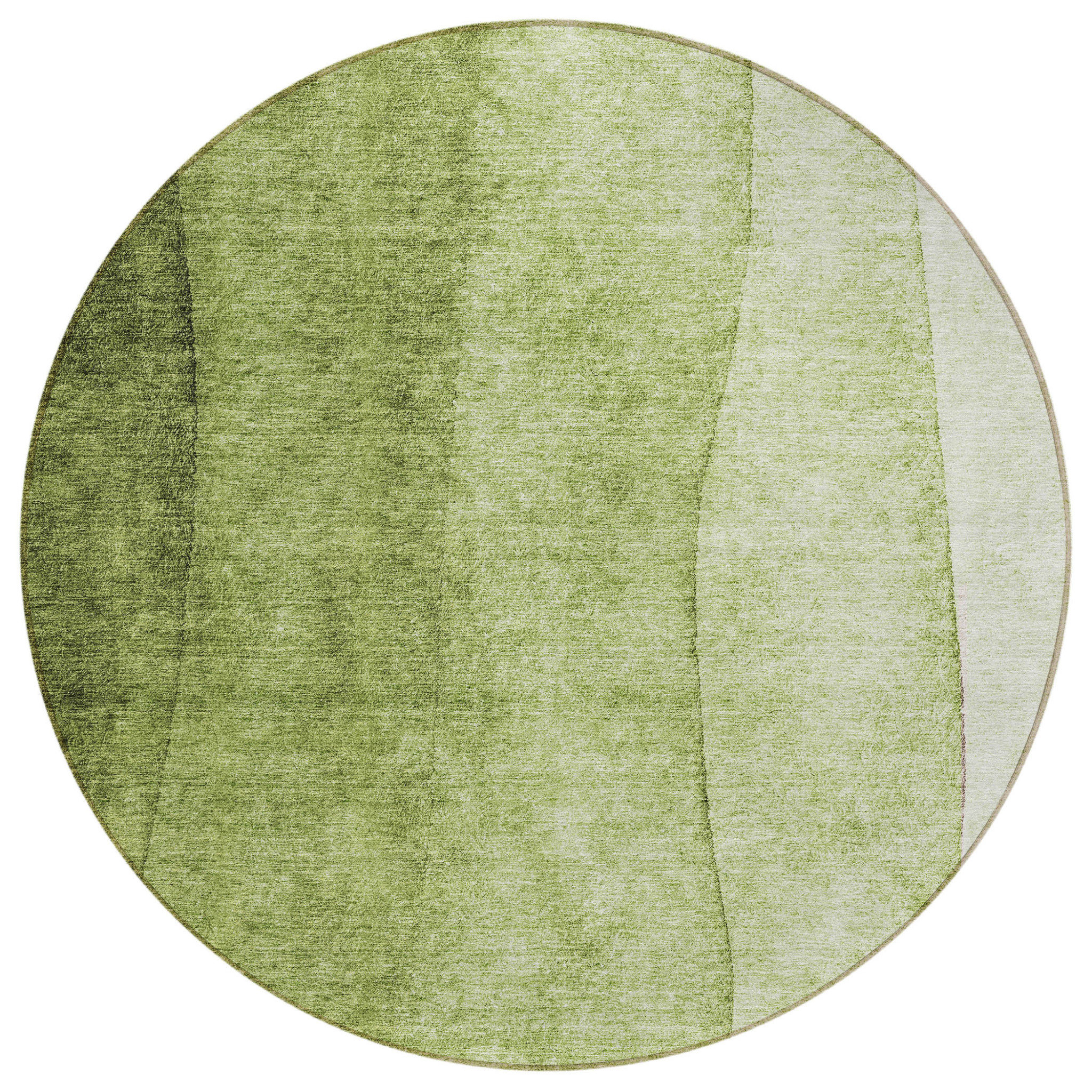 HomeRoots 8' Olive Green And Artichoke Green Round Ombre Washable ...