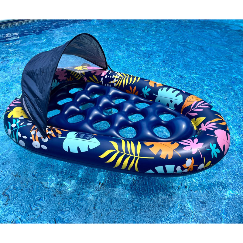Kovity Pool Float Lounger With Detachable Sunshadepillow Cup Holder 3 In 1 Pool Floats