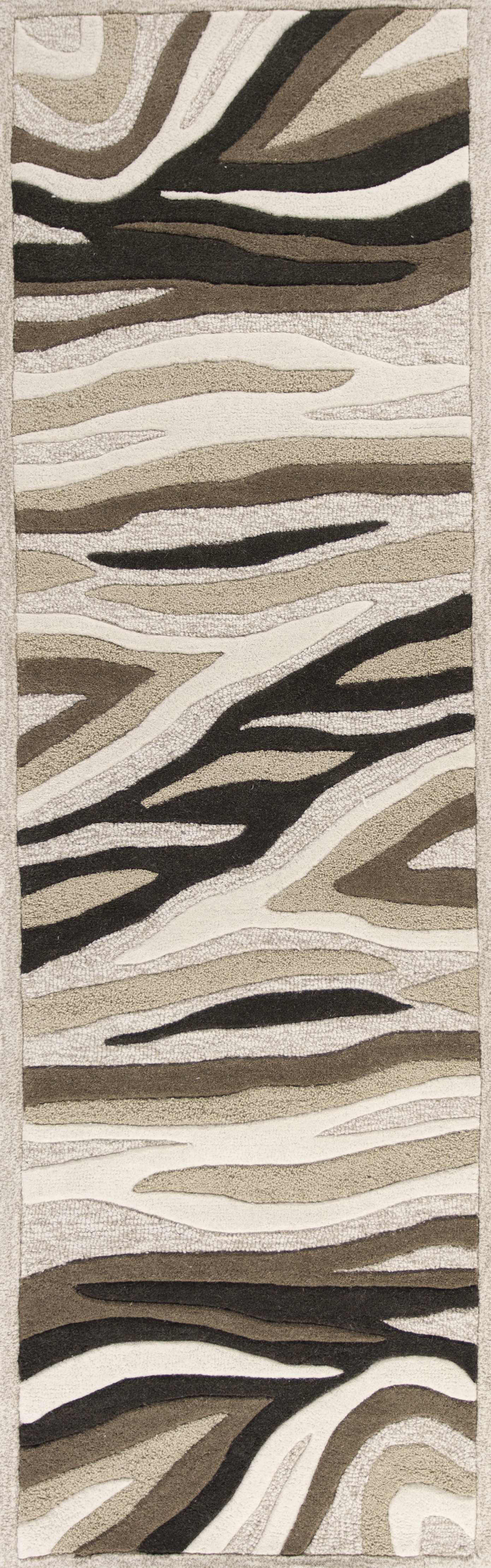 Orren Ellis 2' X 7' Natural Abstract Waves Wool Runner Rug | Wayfair
