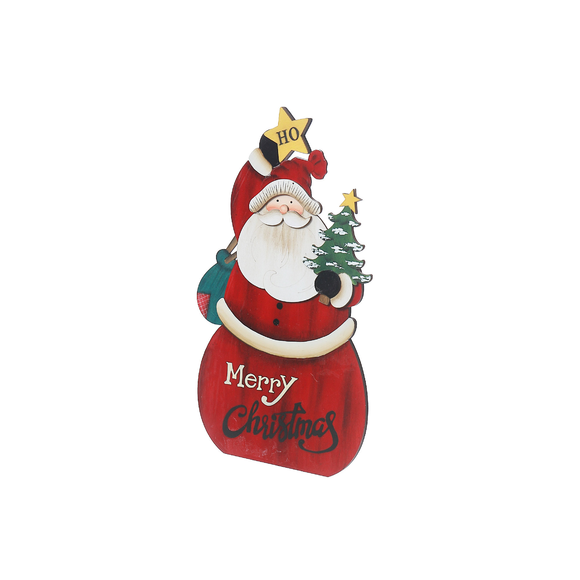iH casadécor Merry Christmas Wooden Santa Stand Easel Back Small | Wayfair