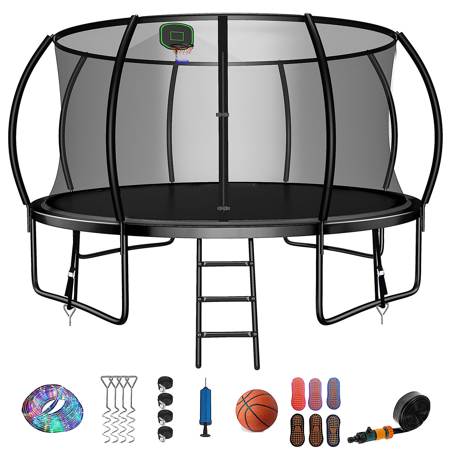 Famispick 14FT Round Backyard Trampoline with Safety Enclosure and ...
