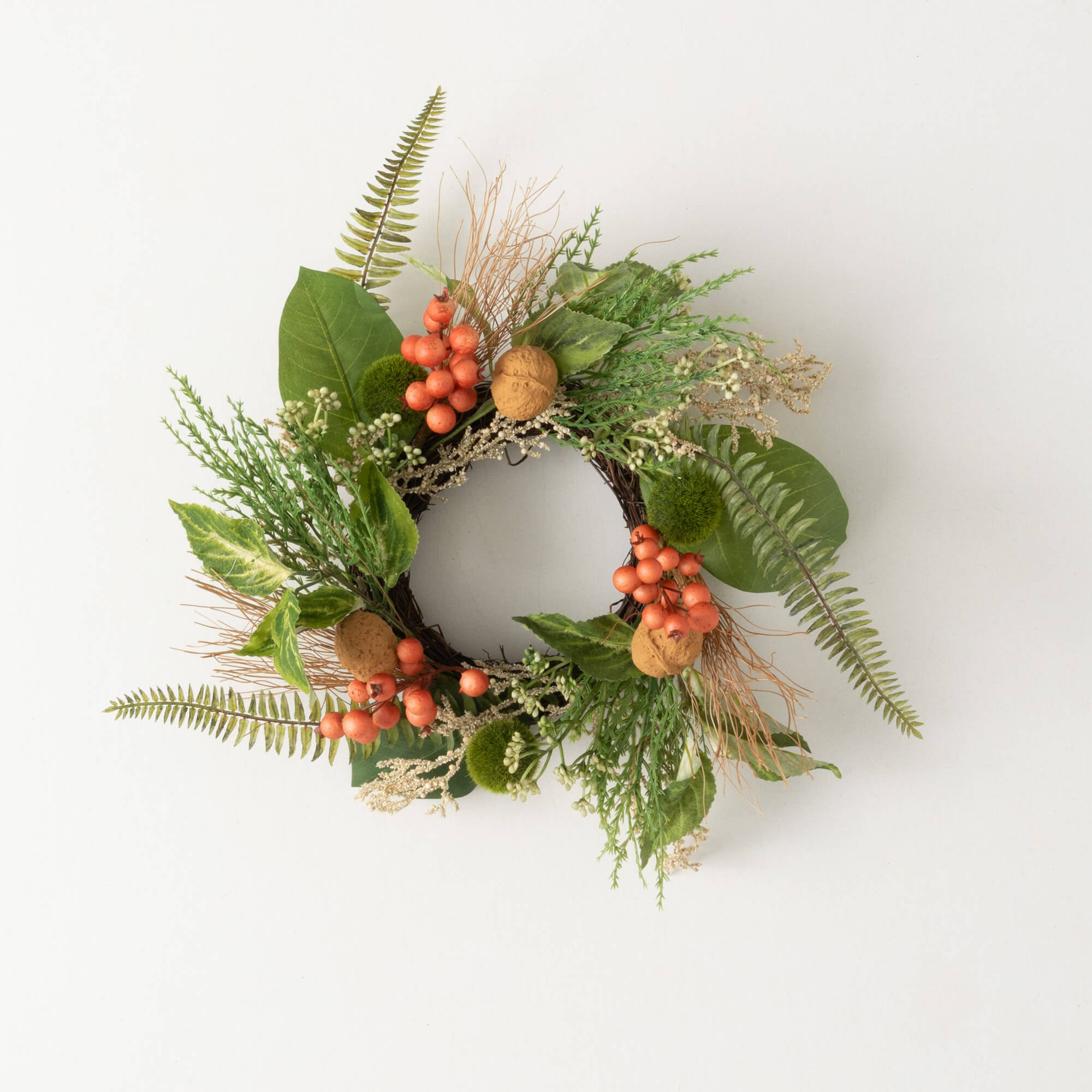 Primrue Artificial Foraged Berry Pod Mini Wreath; Green | Wayfair
