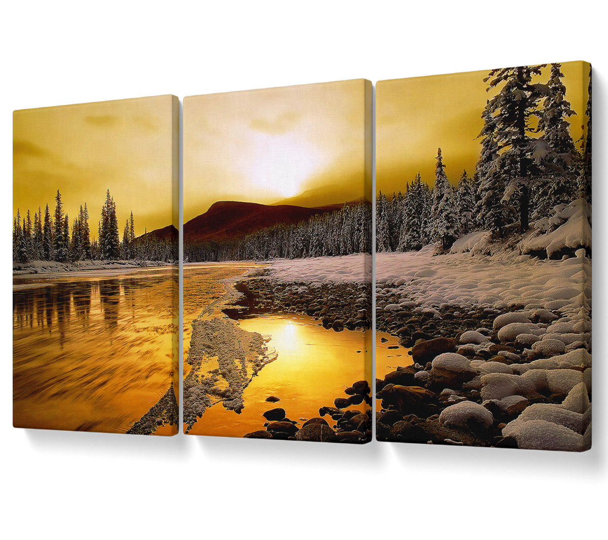 Union Rustic Stunning Golden Lake Canvas 3 Panel Set | Wayfair.co.uk