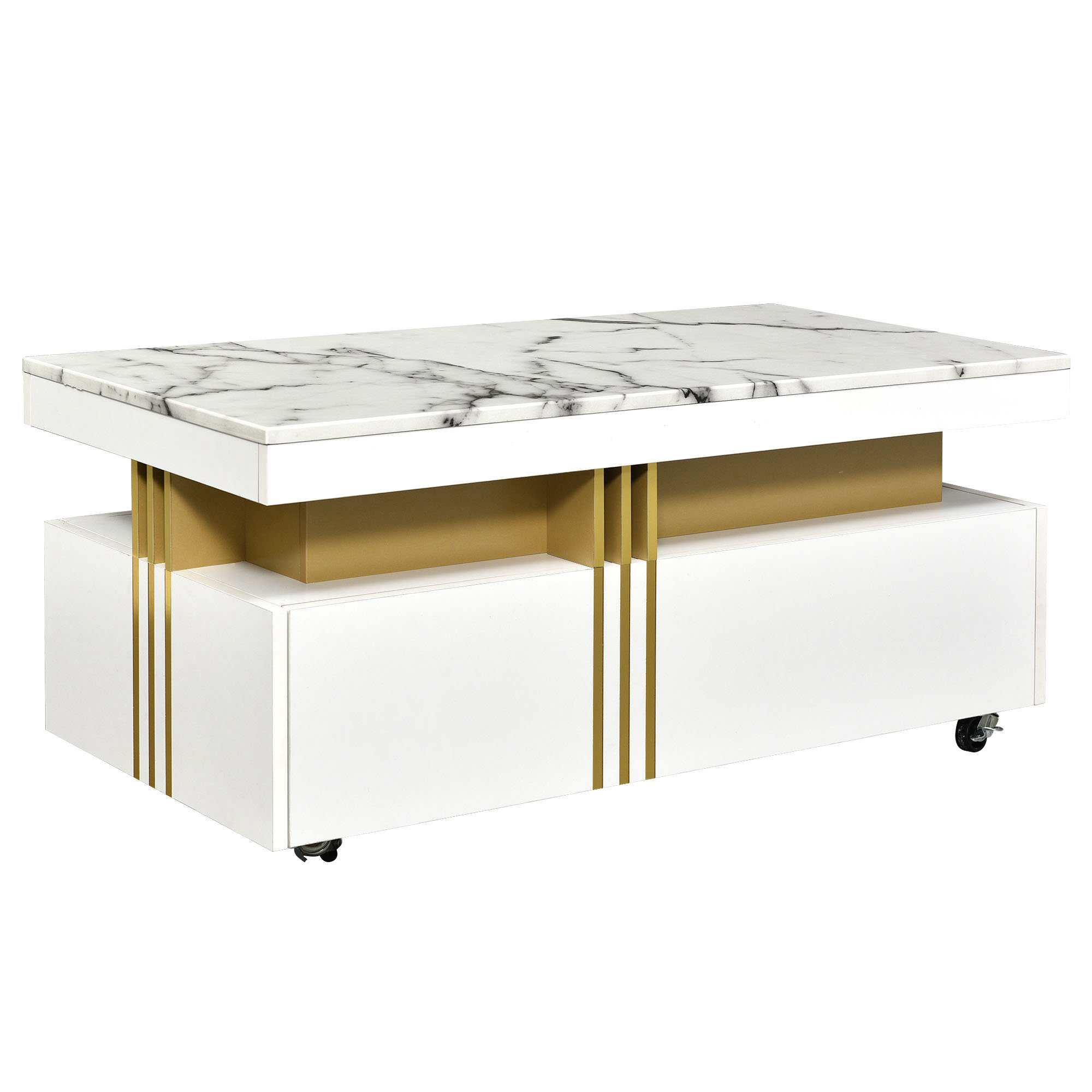 Mercer41 Rectangle Cocktail Table with Caster Wheels | Wayfair