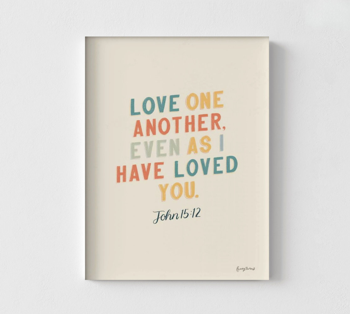 WeFrameArt Love One Another Bible Quote Poster, Large Colorful John 15: ...