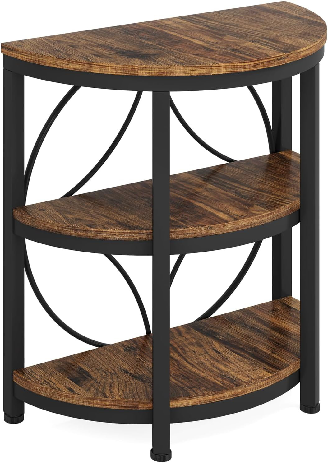 17 Stories Half Round End Table, Half Circle Side Table With Shelves, 3 ...