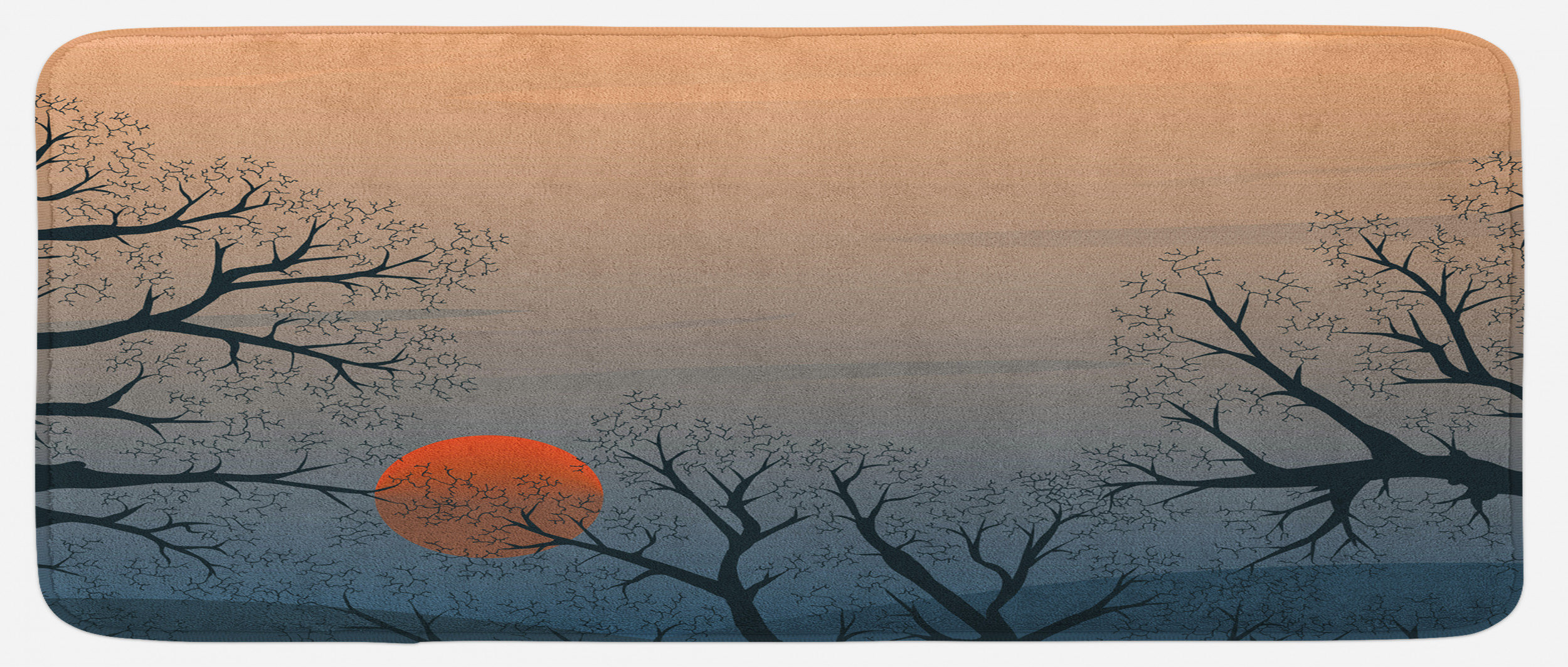 East Urban Home Sun Rises Between Tree Branches In Misty Weather Foggy Sky Illustration Slate ...