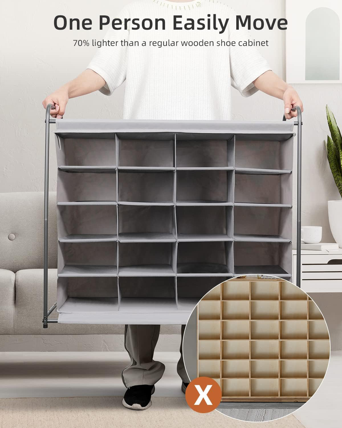 Rebrilliant 20-Grid Shoe Rack Organizer Large Capacity, Shoe Cubby For ...