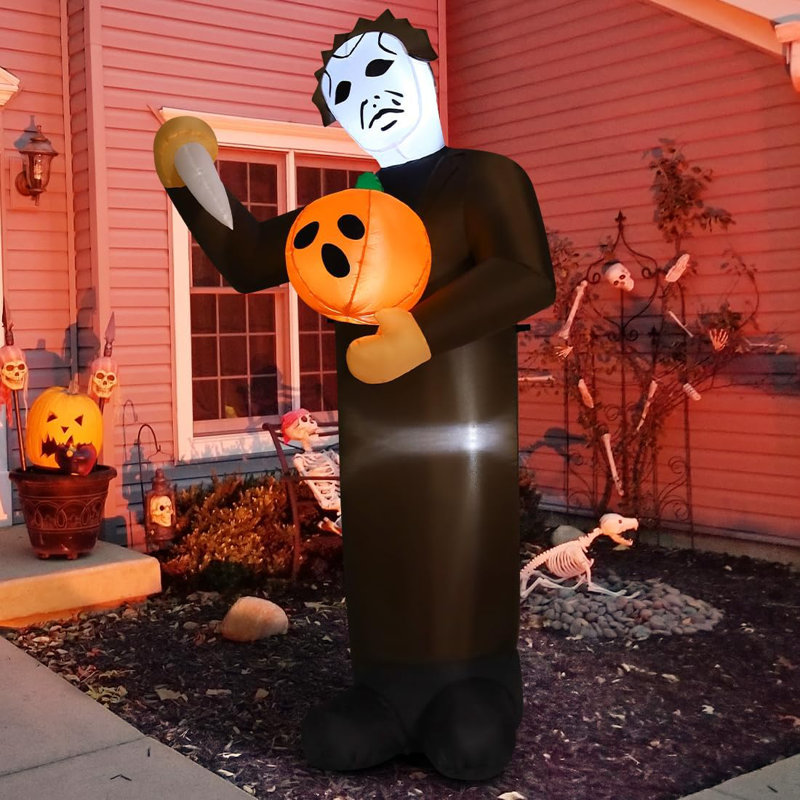 The Holiday Aisle® Scary Pumpkin Killer Halloween Inflatable | Wayfair