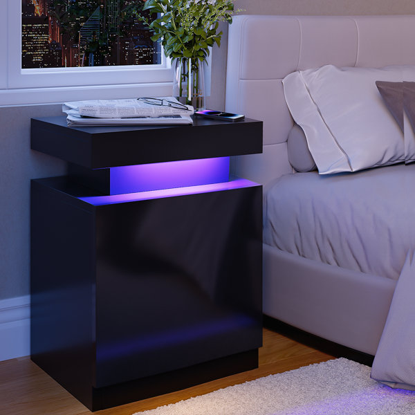Wrought Studio™ Lehat Night stand with LED Light (Set of 2), Modern LED ...