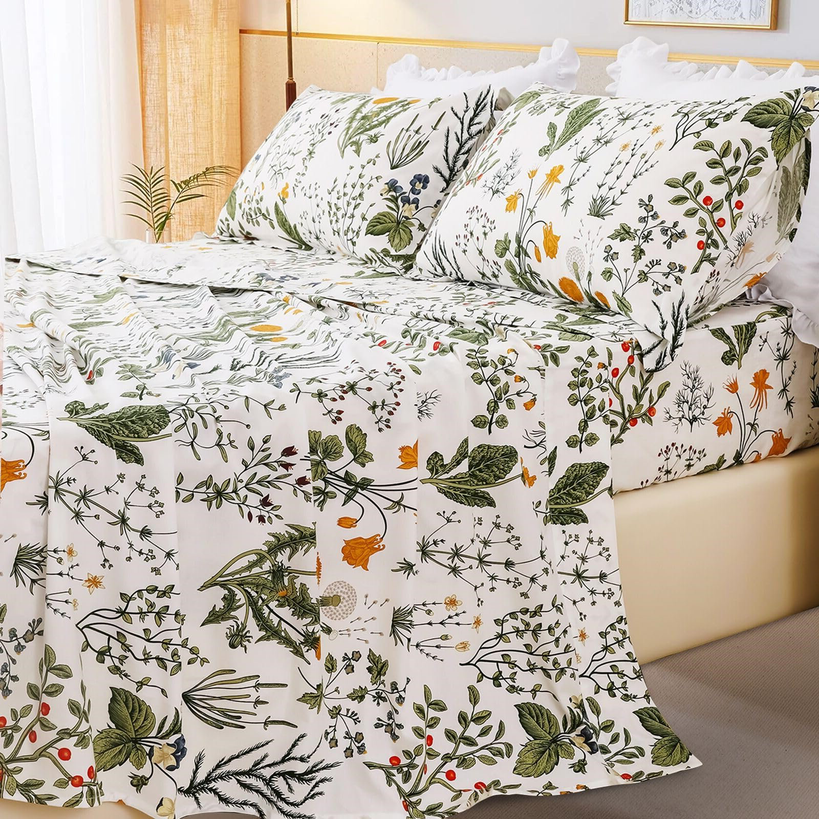 IFBECT 100% Cotton Vintage Floral Printed Bedding Sheets 4pc set | Wayfair