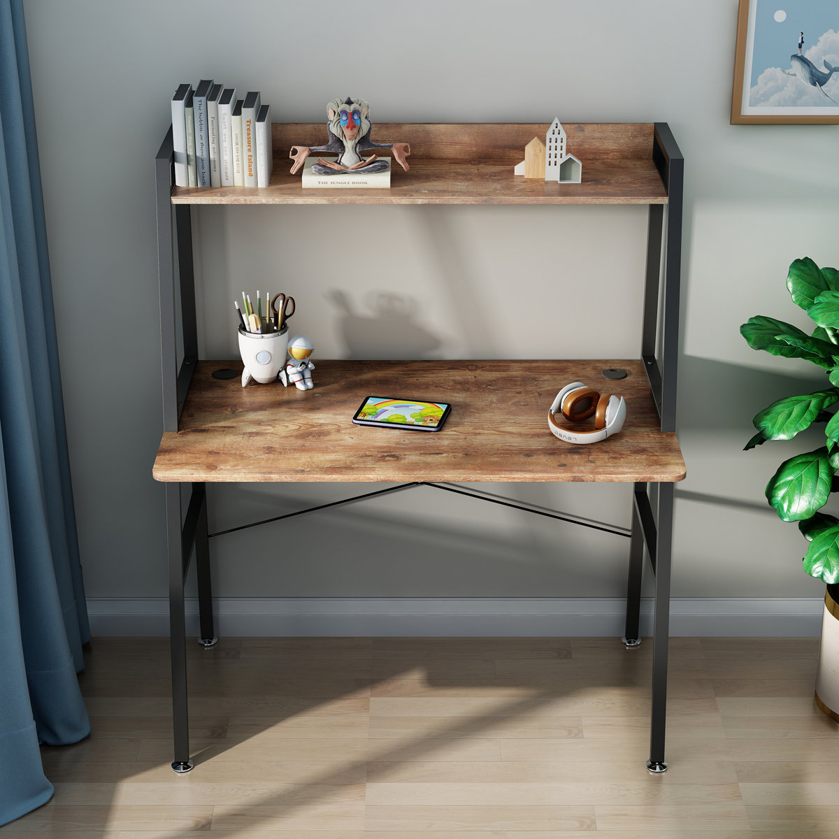 17 Stories Cramlington 43 Inches Ladder Computer Desk, PC Desk ...