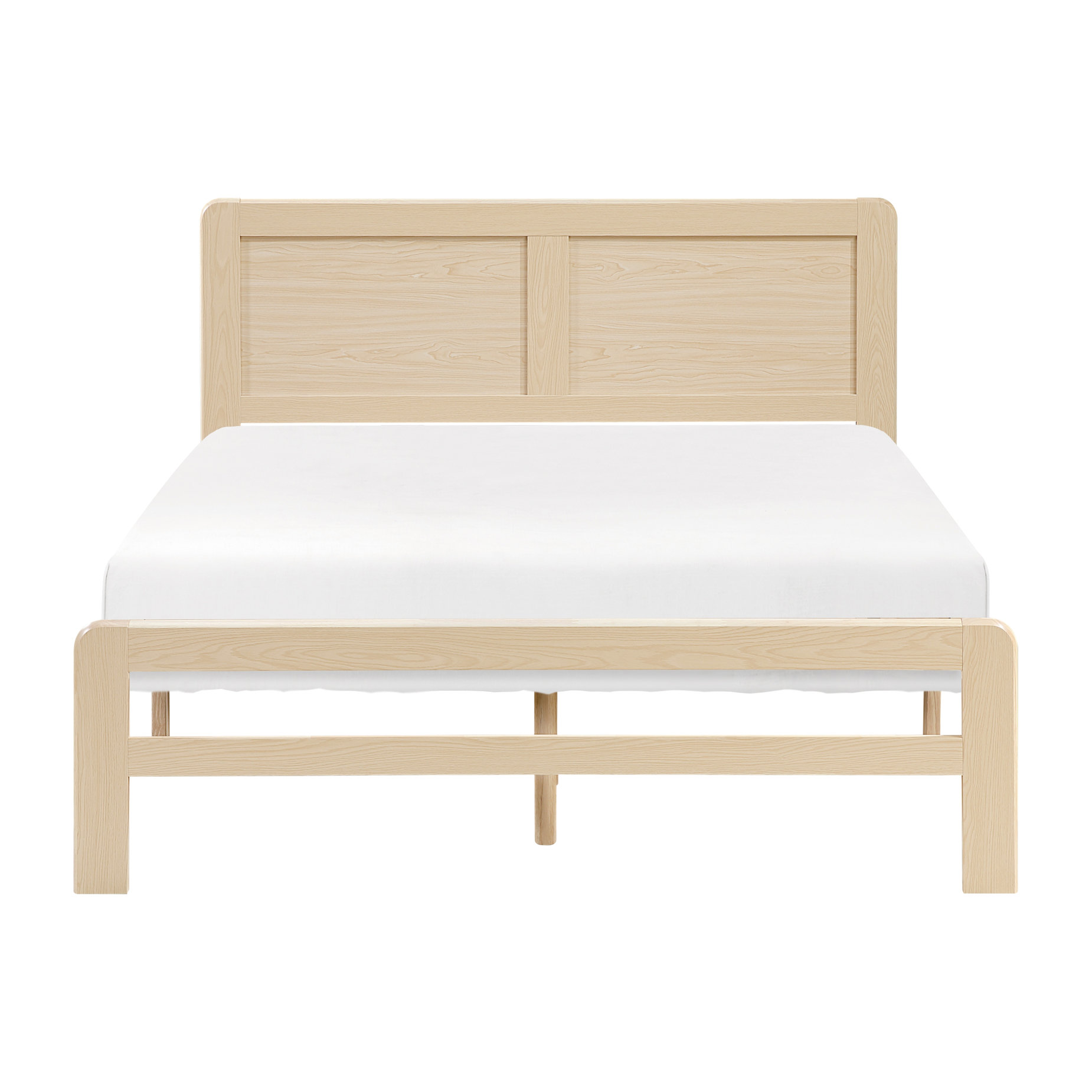 Latitude Run® Natural Finish Queen Platform Bed Frame With Contemporary ...