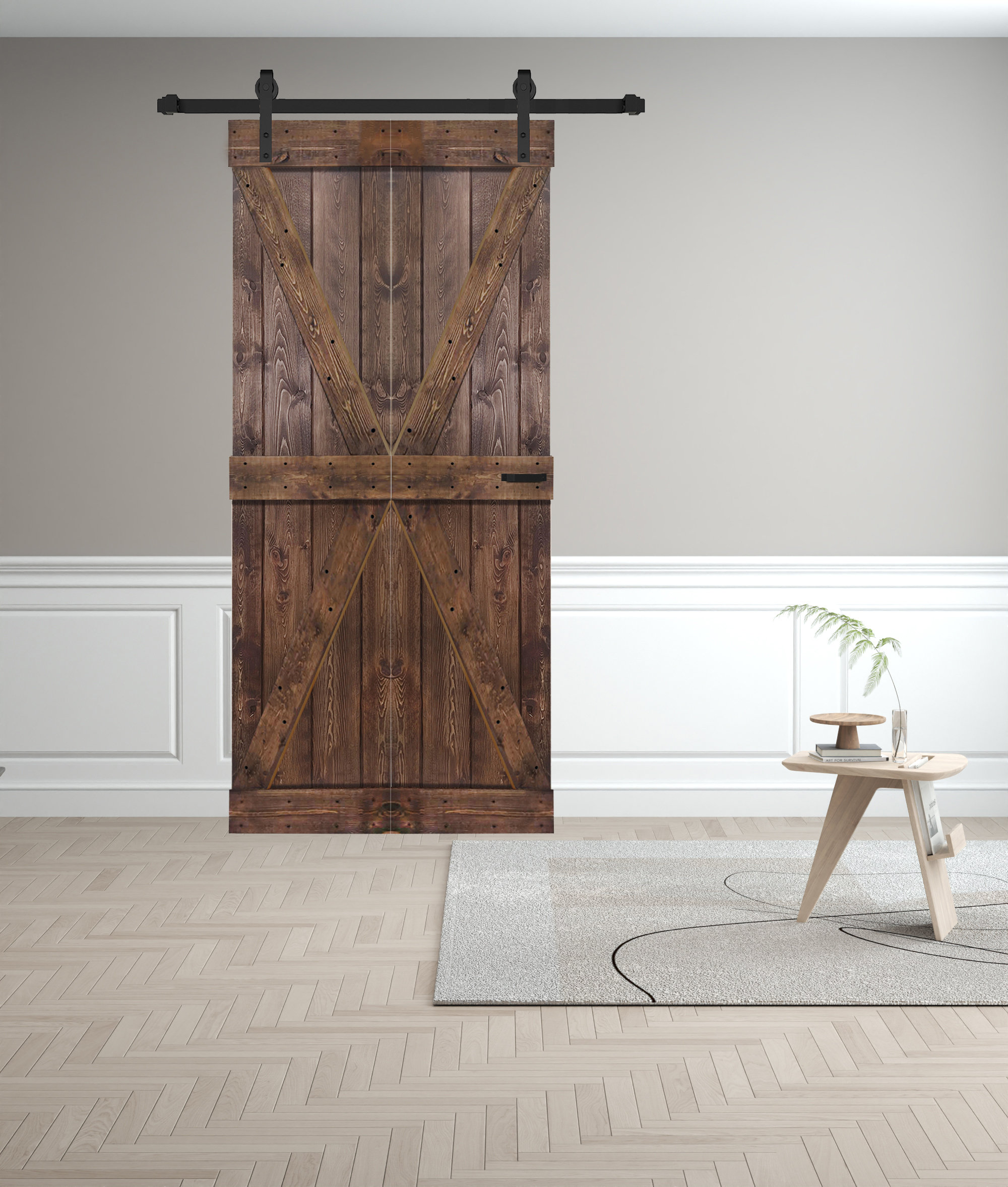 IsLife K Style Finished Solid Wood Bi-Fold Barn Door With Hardware Kit ...