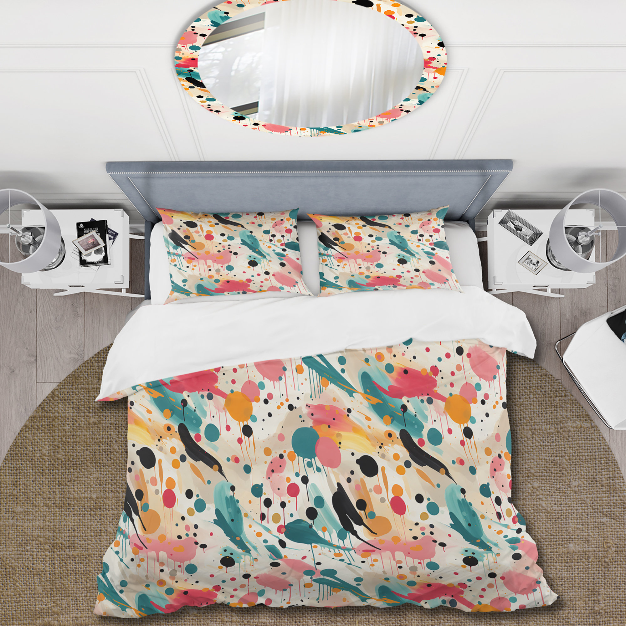 Design Art Multicolor Dance Polka Dots Pattern I - Polka Dots Duvet ...