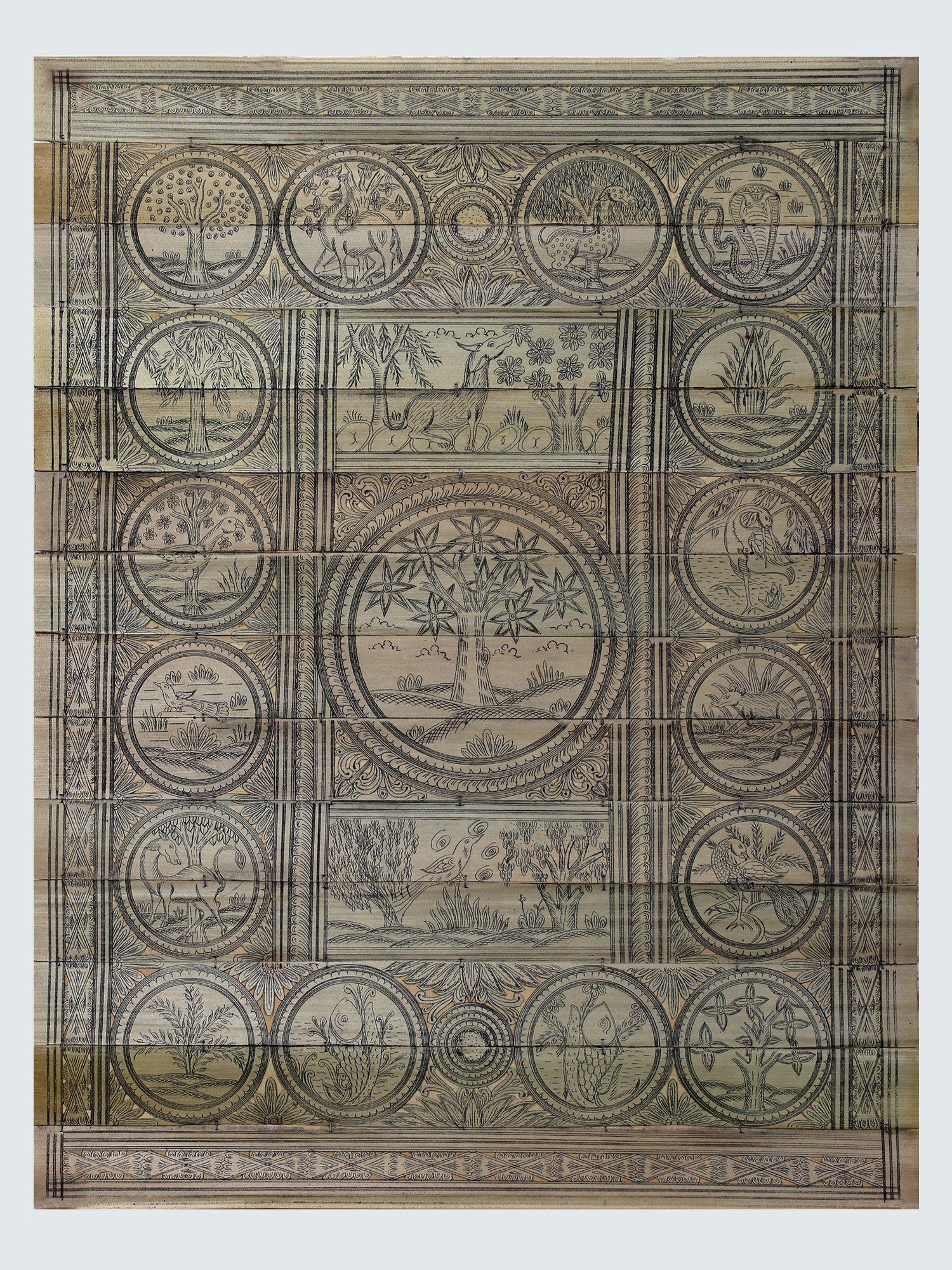 Bungalow Rose Tree With Animals And Birds | Paata Painting From Orissa ...