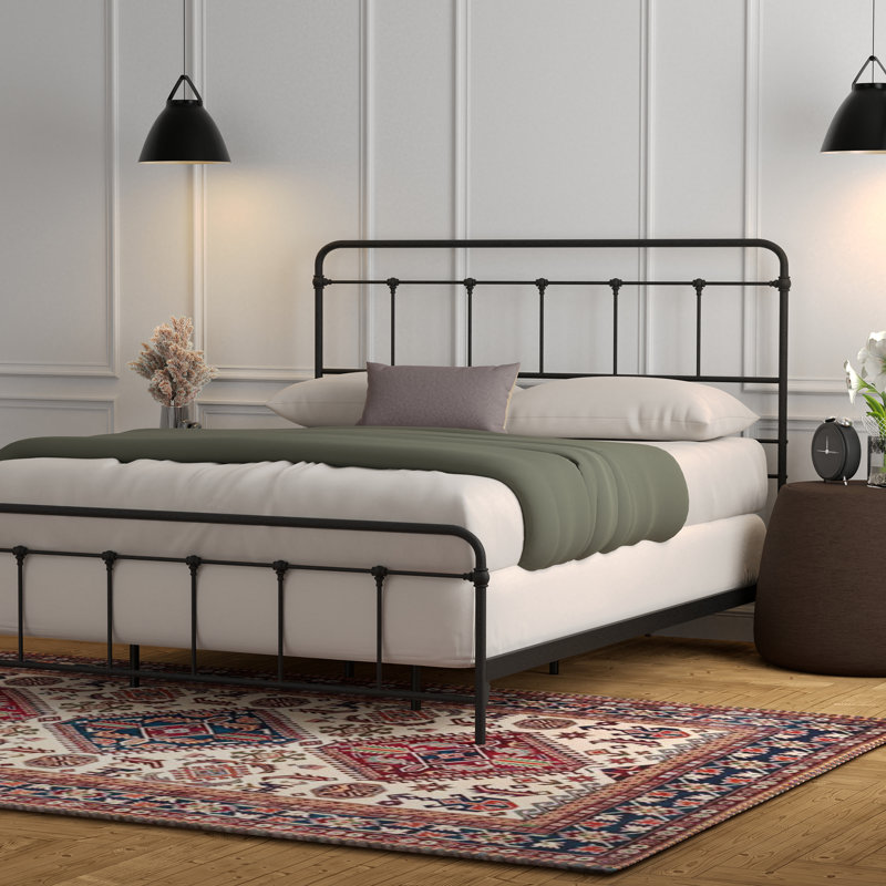 Gracie Oaks Gillam Industrial Metal Snap Assembled Bed Frame & Reviews ...