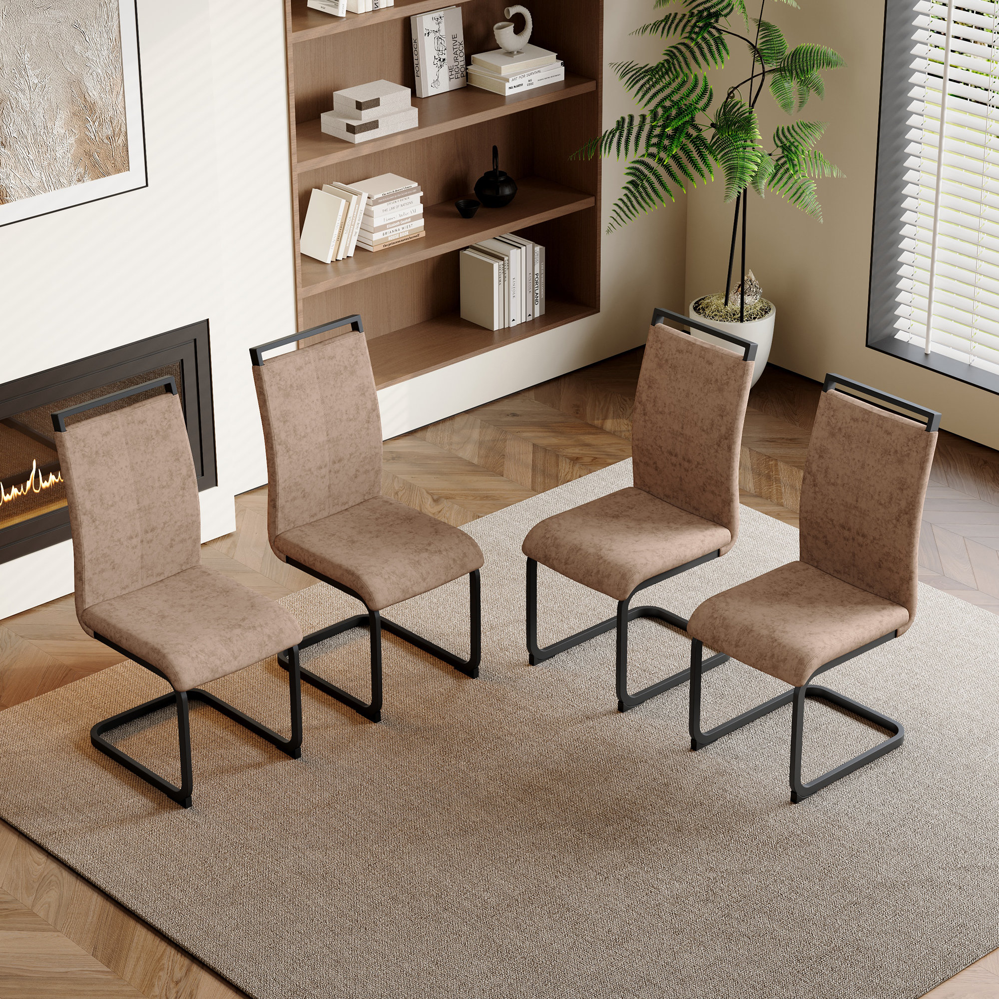 17 Stories Set Of Modern Dining Chairs Featuring C-Shaped Legs And ...