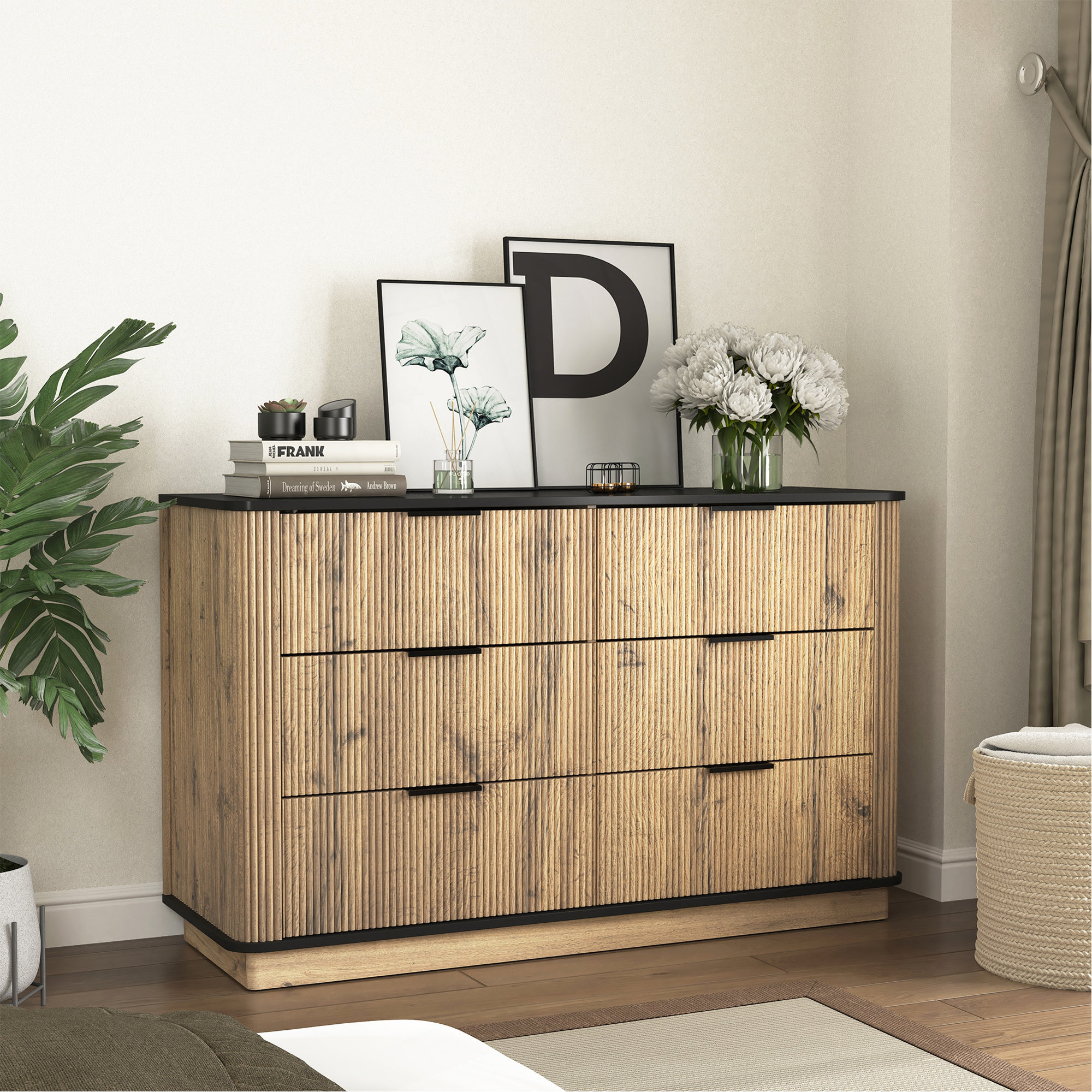 Dakota Fields Modern Multi-Functional Six-Drawer MDF Cabinet,The ...