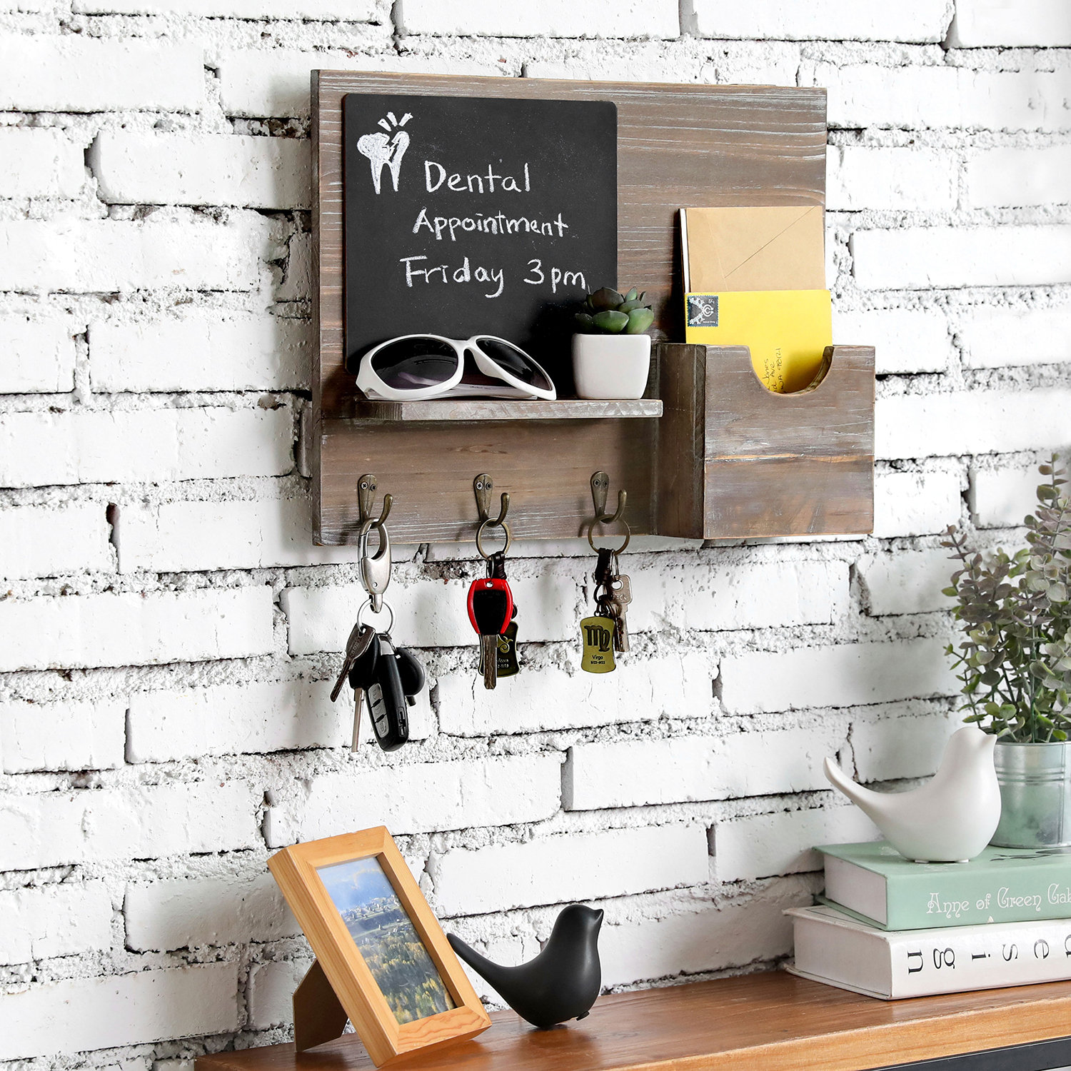 Gracie Oaks Bairn Wall Storage Organizer with Key Hook/Mail Storage ...