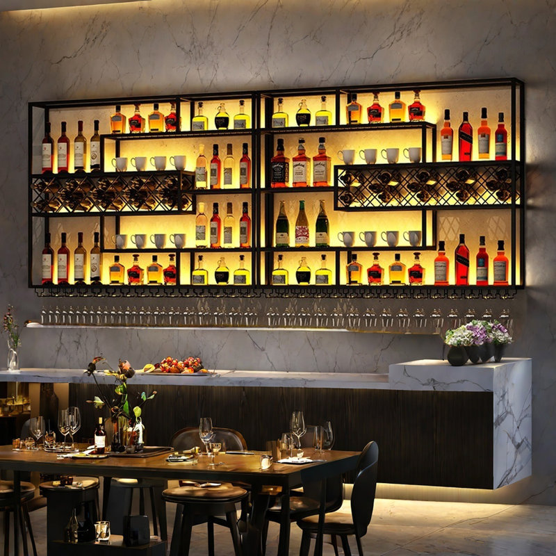 HomeZenLiving Modern Wall Mounted Iron Wine Rack | Wayfair