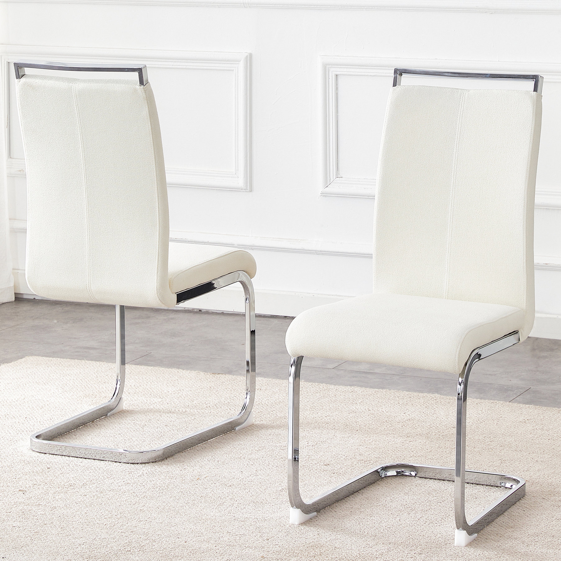 xingguangya Retro Dining Chairs, Suede - Like Tech Fabric, Frame, Slip ...