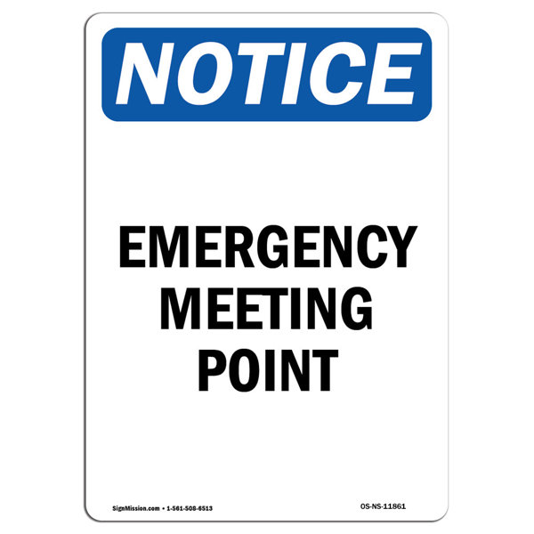 SignMission OSHA Notice - Emergency Meeting Point Sign | Heavy Duty ...