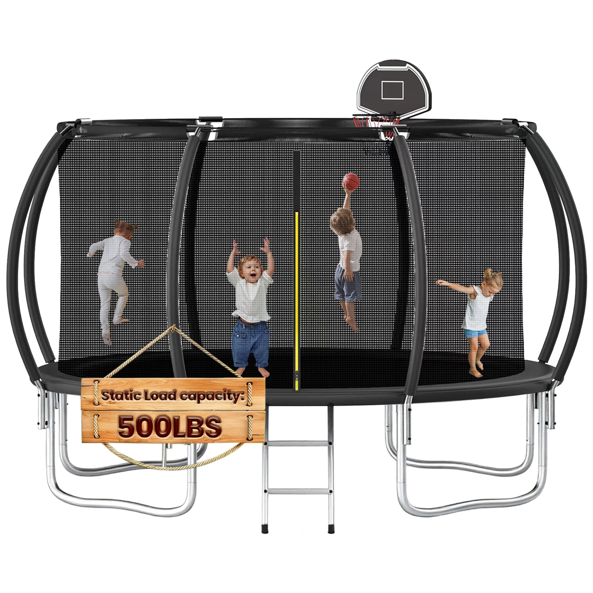 SUMIJ 12FT Tranpoline for Kids with Safety Enclosure Net Recreational ...