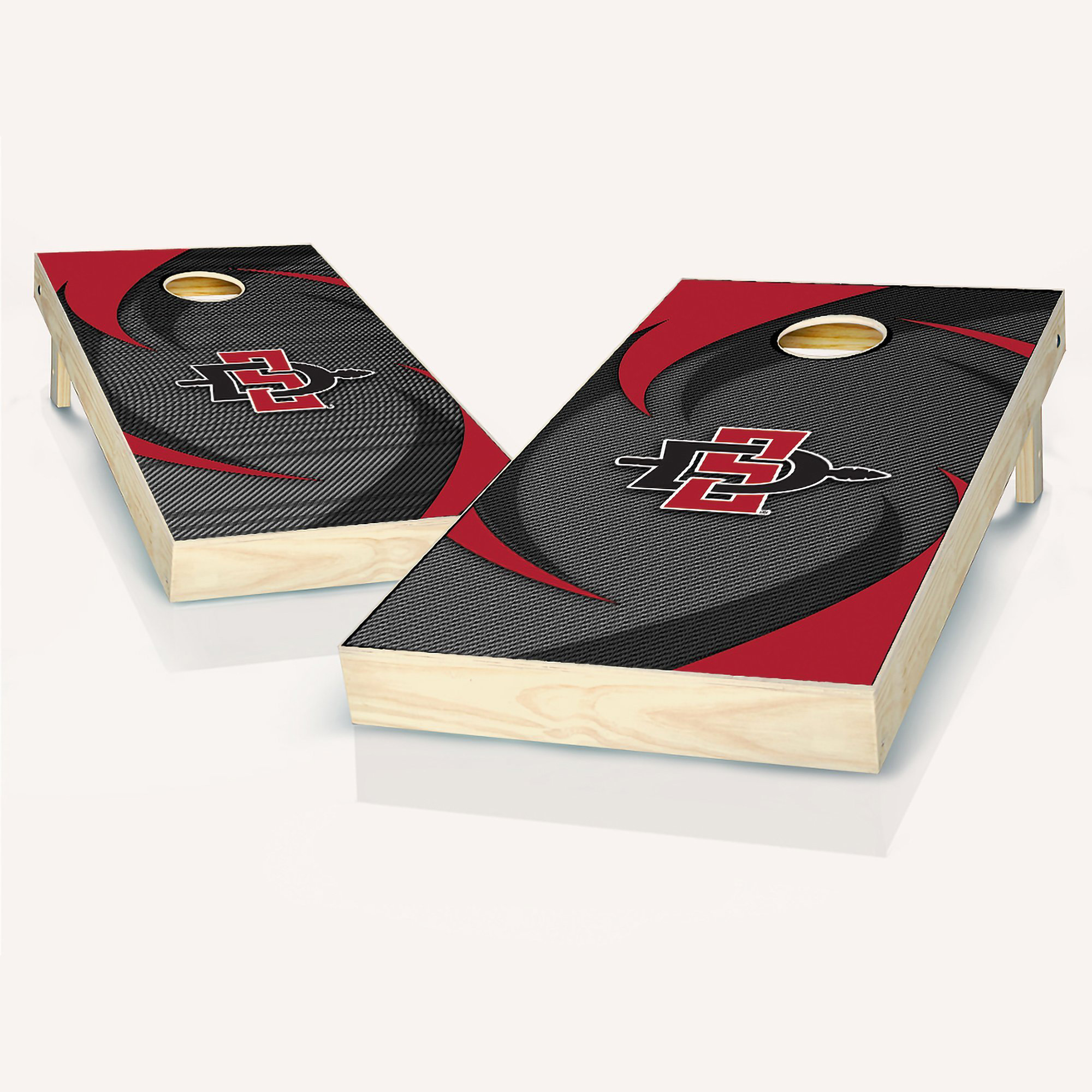 Skip's Garage 2' x 4' NCAA Team Swoosh Solid Wood Cornhole Set with LED ...