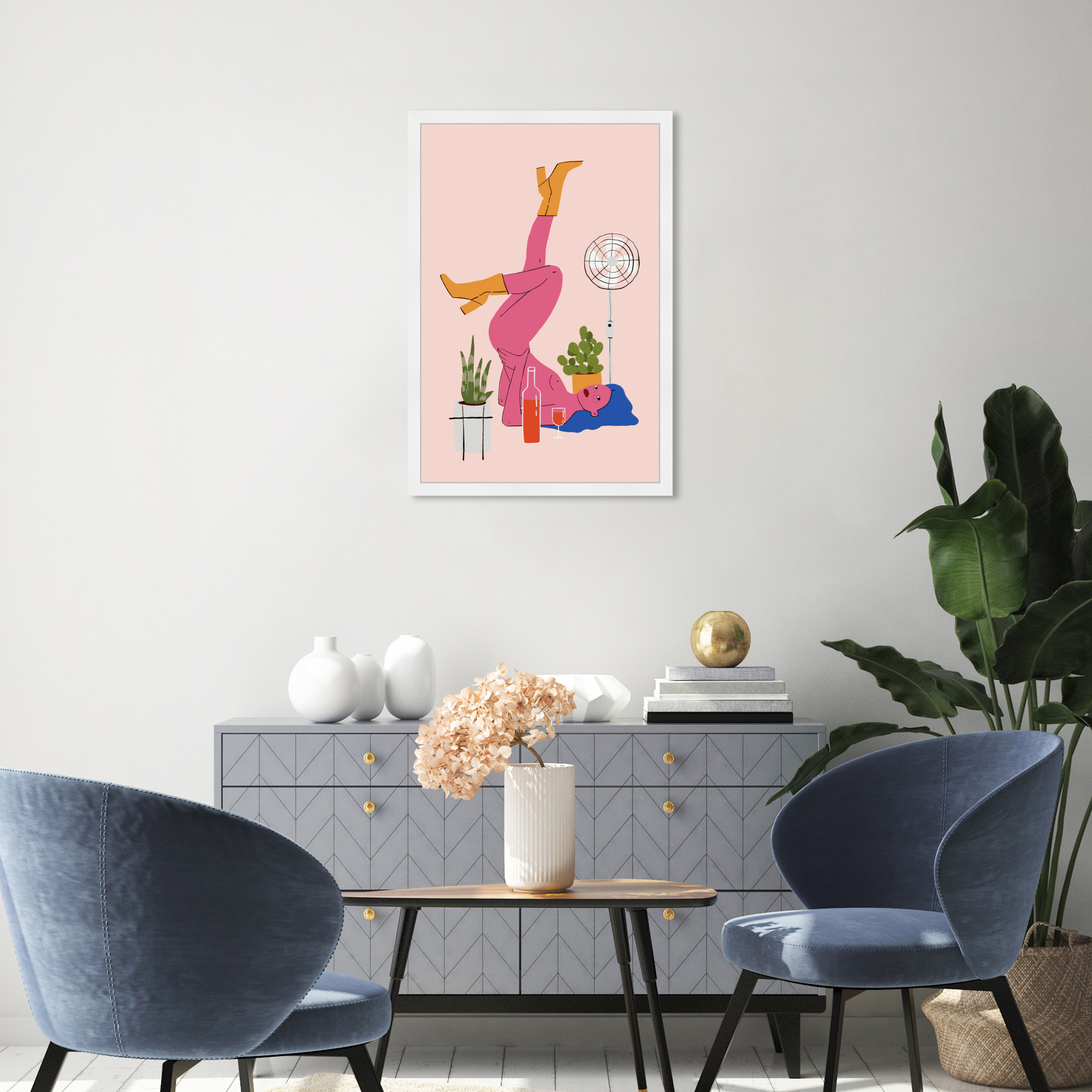 Oliver Gal Prints "Pink Pose", Ros Drinks Garden Modern Pink Framed ...