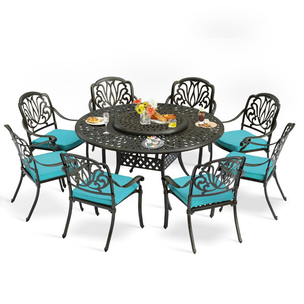 Bloomsbury Market Annakatrin 8 - Person Round Outdoor Dining Set with ...