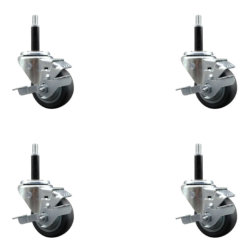 Service Caster Thermoplastic Rubber Swivel Expanding Stem Caster Set ...