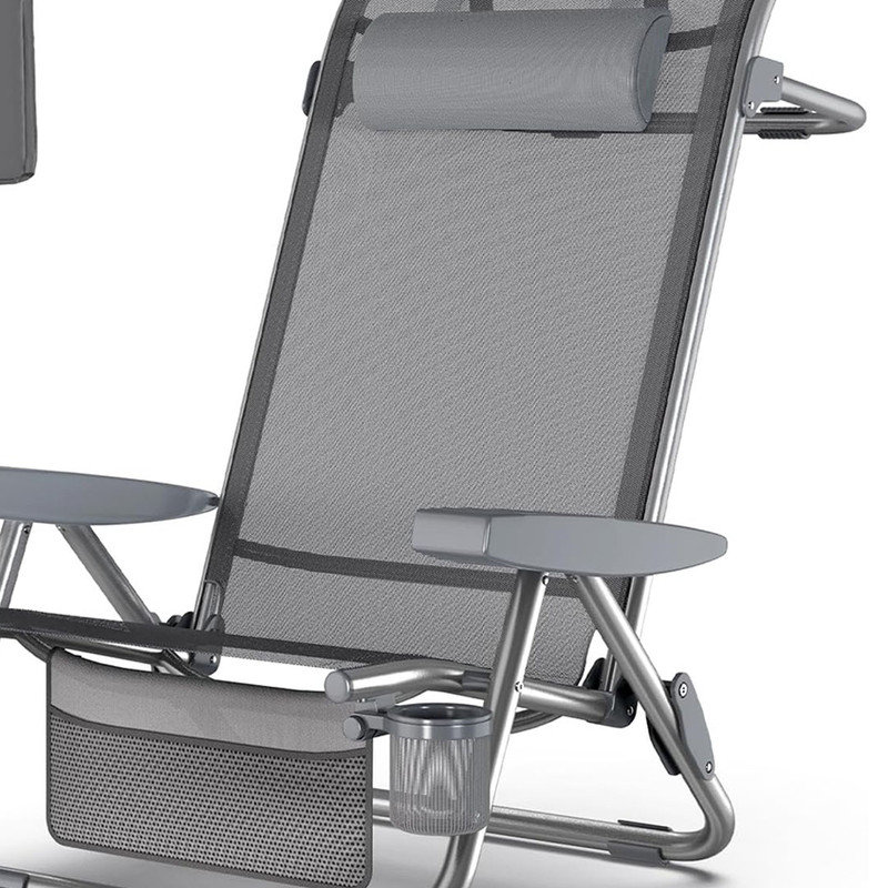 ZILNOX Folding High Back Beach Chairs for Adults, 5 Positions Reclining ...