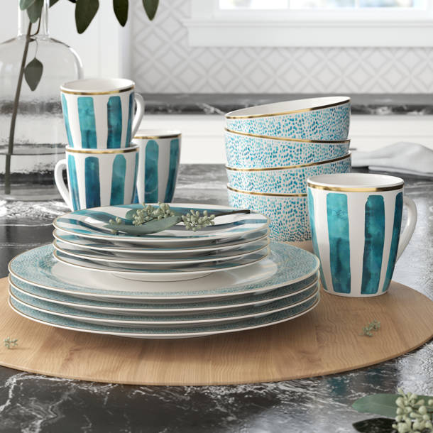 Elle Decor Cherie Porcelain China Dinnerware Set - Service for 4 ...