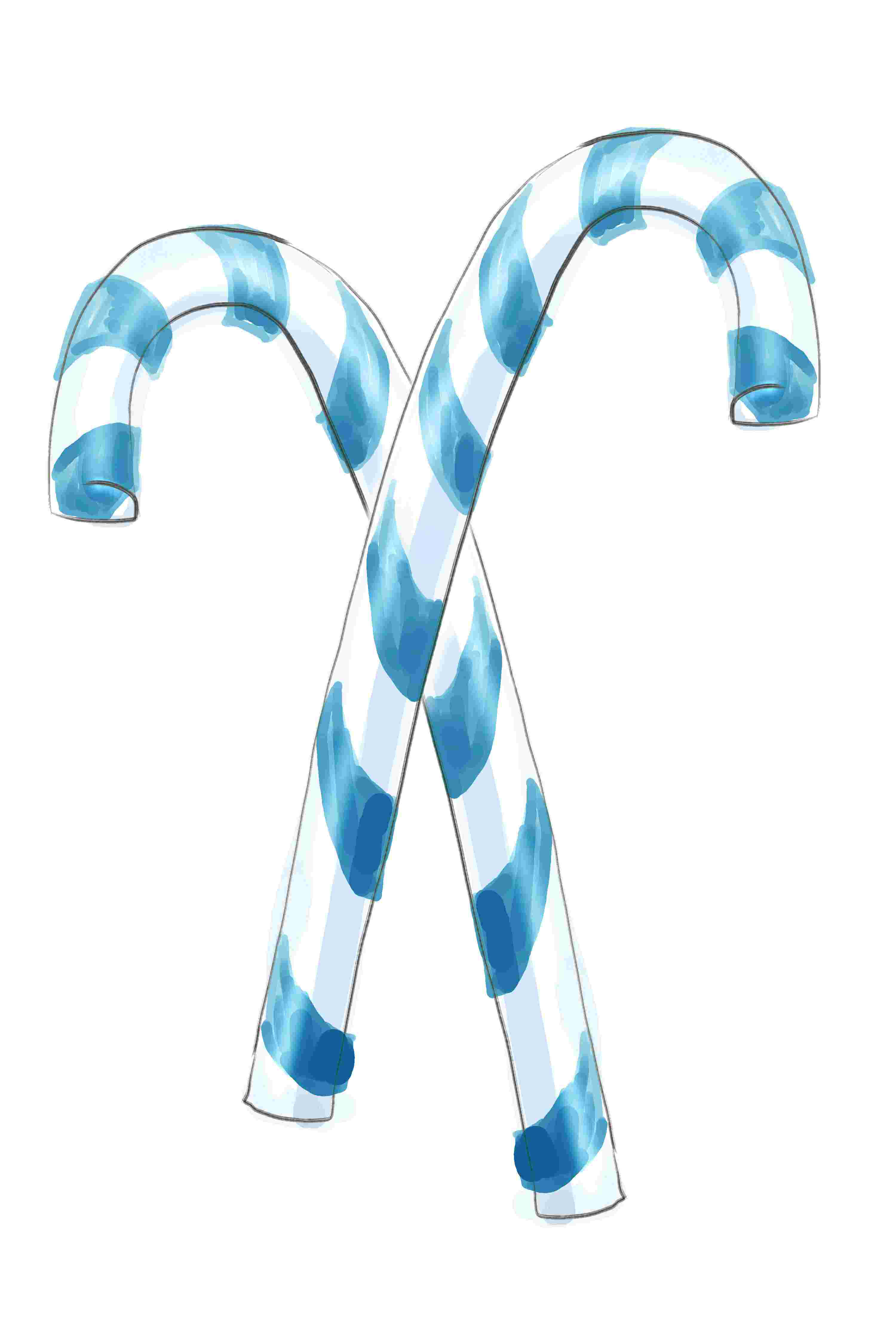 Winston Porter Blue Candy Cane - Wrapped Canvas Painting | Wayfair