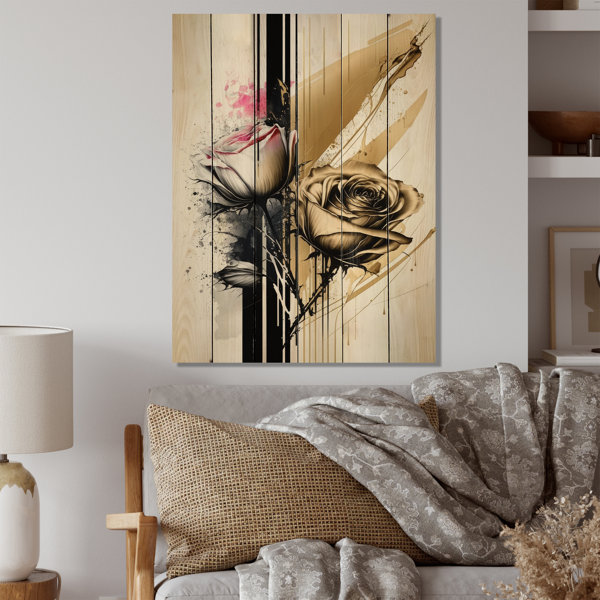 Willa Arlo Interiors Bankston " Roses Flow Flower On Golden Beige Paint ...
