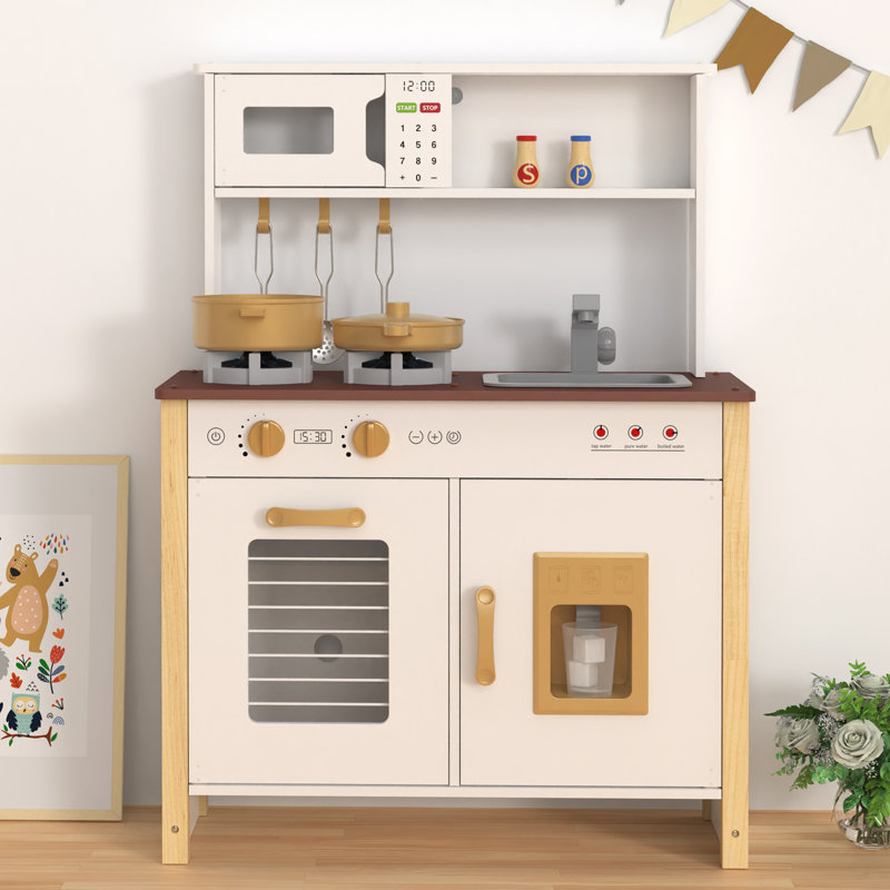 Suteck Sutekc Kids Play Kitchen, Wooden Kitchen Playset For Kids Ages 3 ...