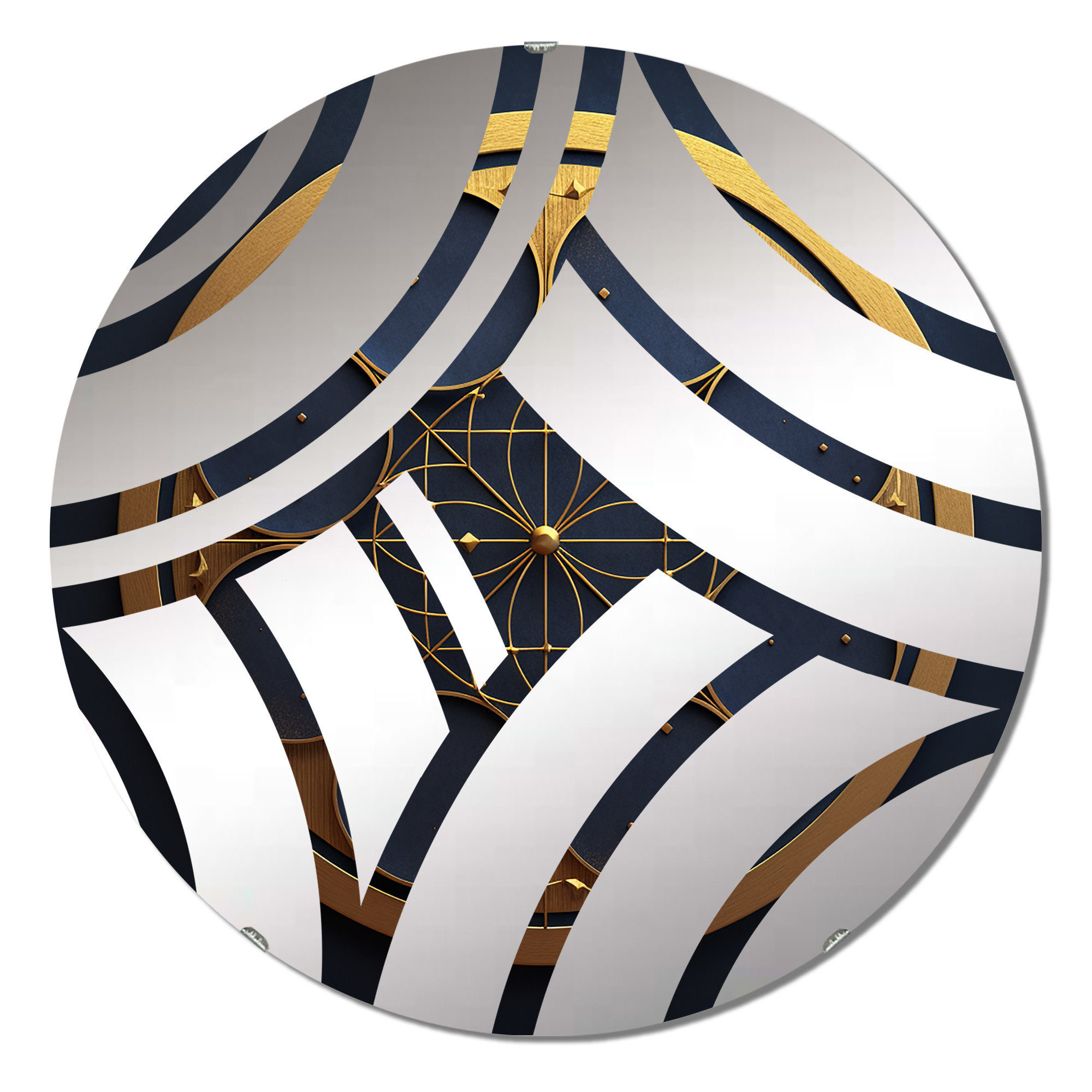 Design Art Sacred Geometry In Blue And Gold I - Centre Wave Decorative ...