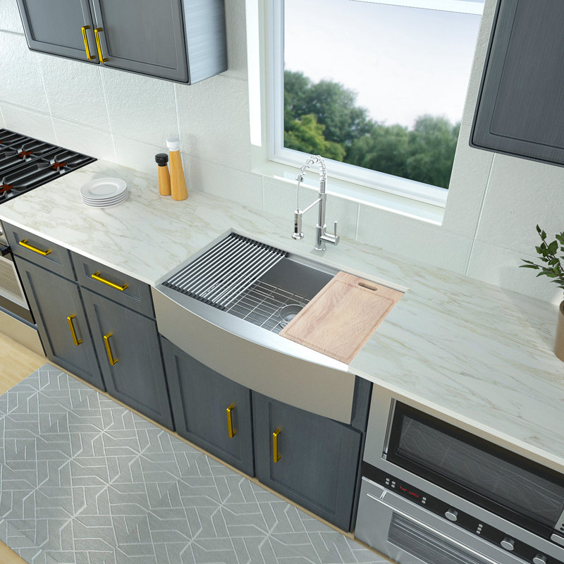 GhomeG 33'' L Single Bowl Stainless Steel Kitchen Sink & Reviews | Wayfair