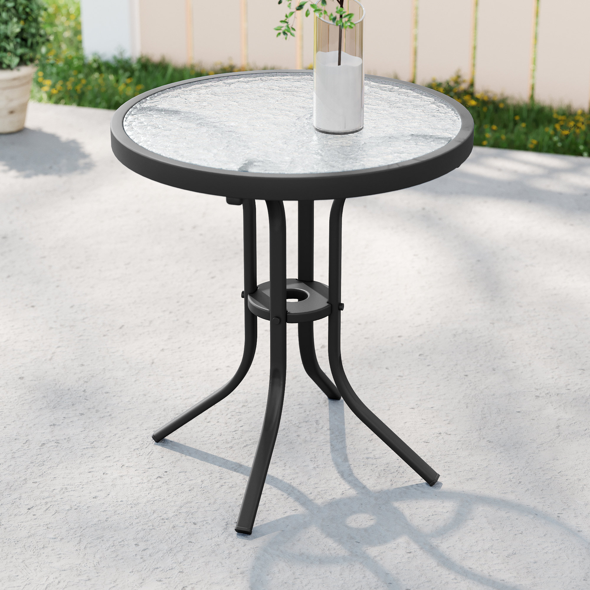 Rosebay Patio Side table, Outdoor Metal Frame Round Table | Wayfair