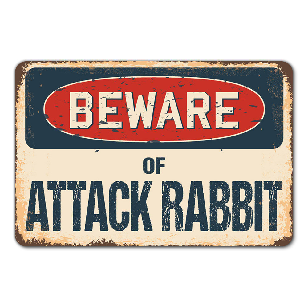 SignMission Beware of Attack Rabbit Rustic Sign Distressed Vintage Look ...
