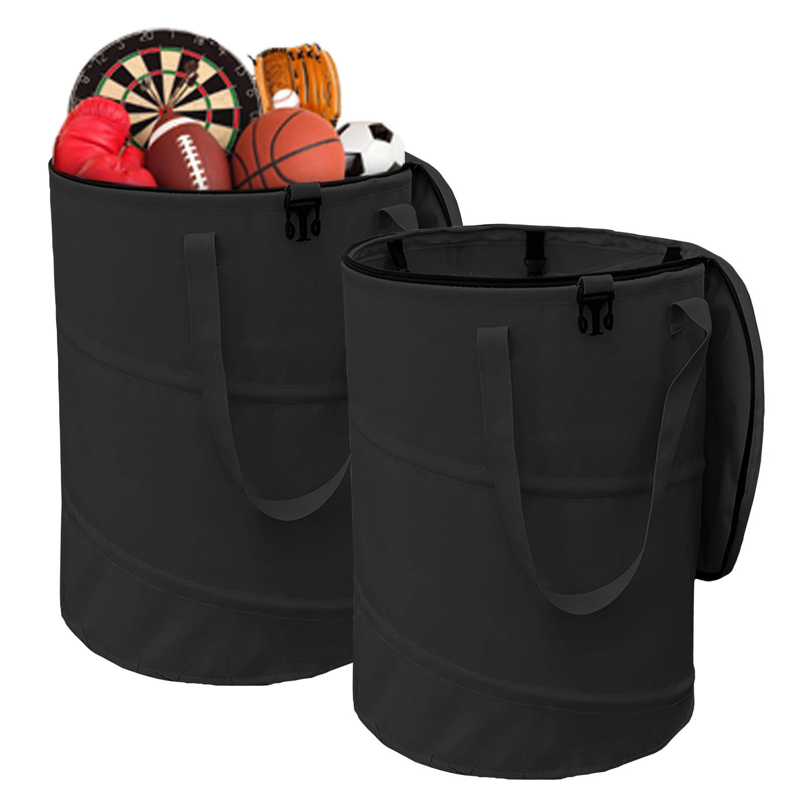ARMIJU Pop Up Camping Trash Can 24 Gallon with Lid and Sorting Clips 2 ...
