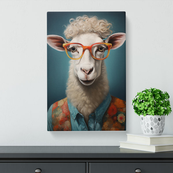 Happy Larry Sheep with Glasses Painting No.2 | Wayfair.co.uk