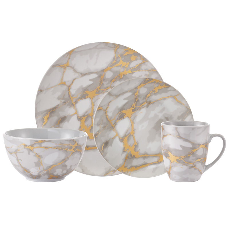 Mercury Row® Amiya Porcelain China Dinnerware Set - Service for 4 ...