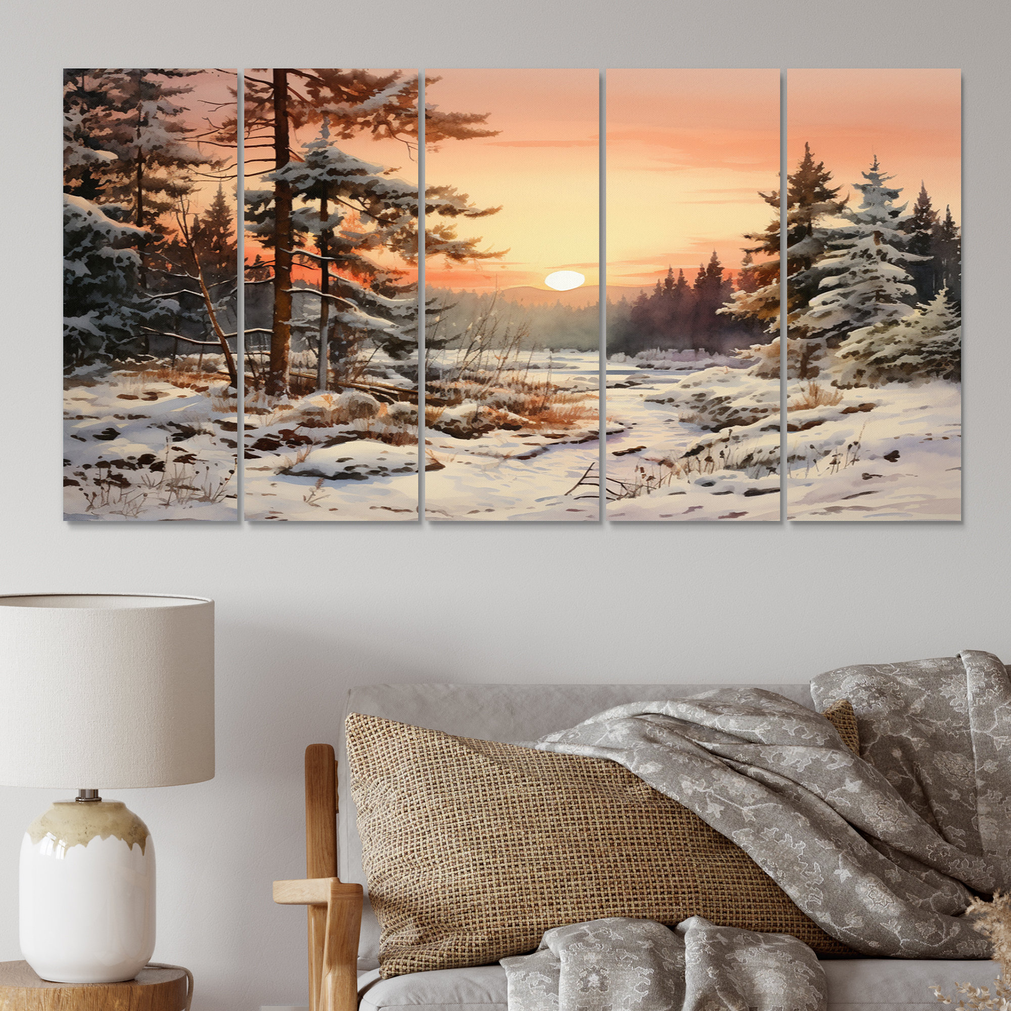 Millwood Pines Winter Pine Tree Horizon - Tree Pine Wall Art Print - 5 ...
