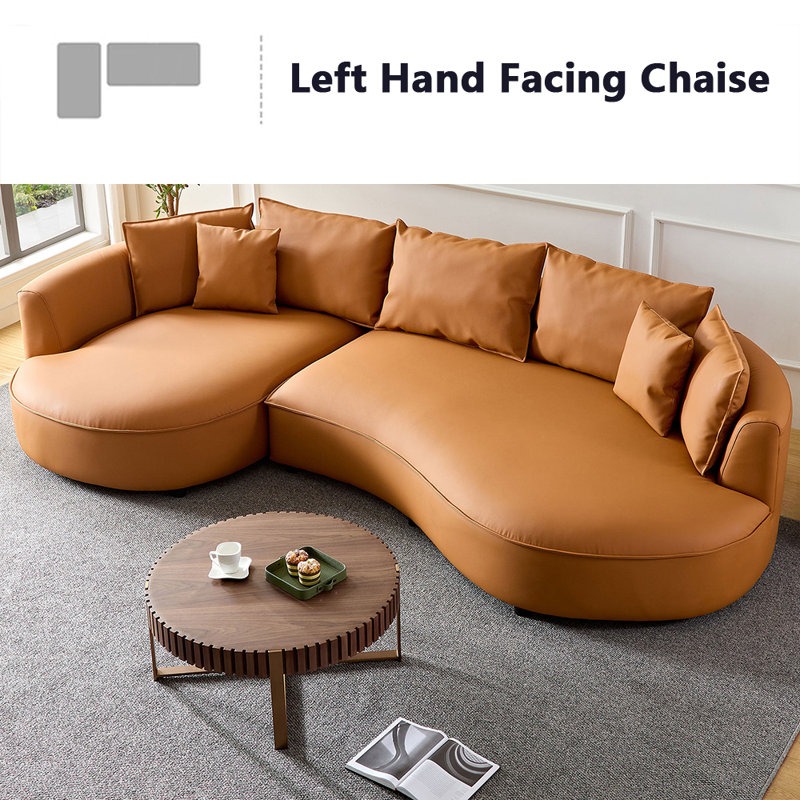 Orren Ellis Lakera Modern Faux Leather Sectional Curved Sofa Couch for ...